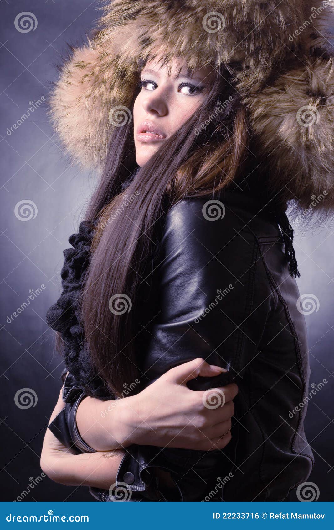 Beautiful lady in fur cap stock photo. Image of polar - 22233716