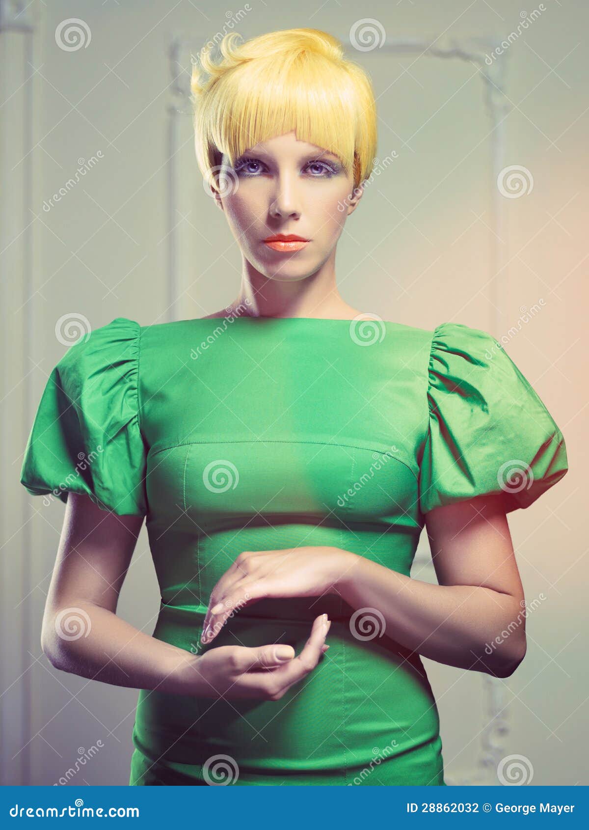 Beautiful Lady in Green Dress Stock Photo - Image of glamour ...