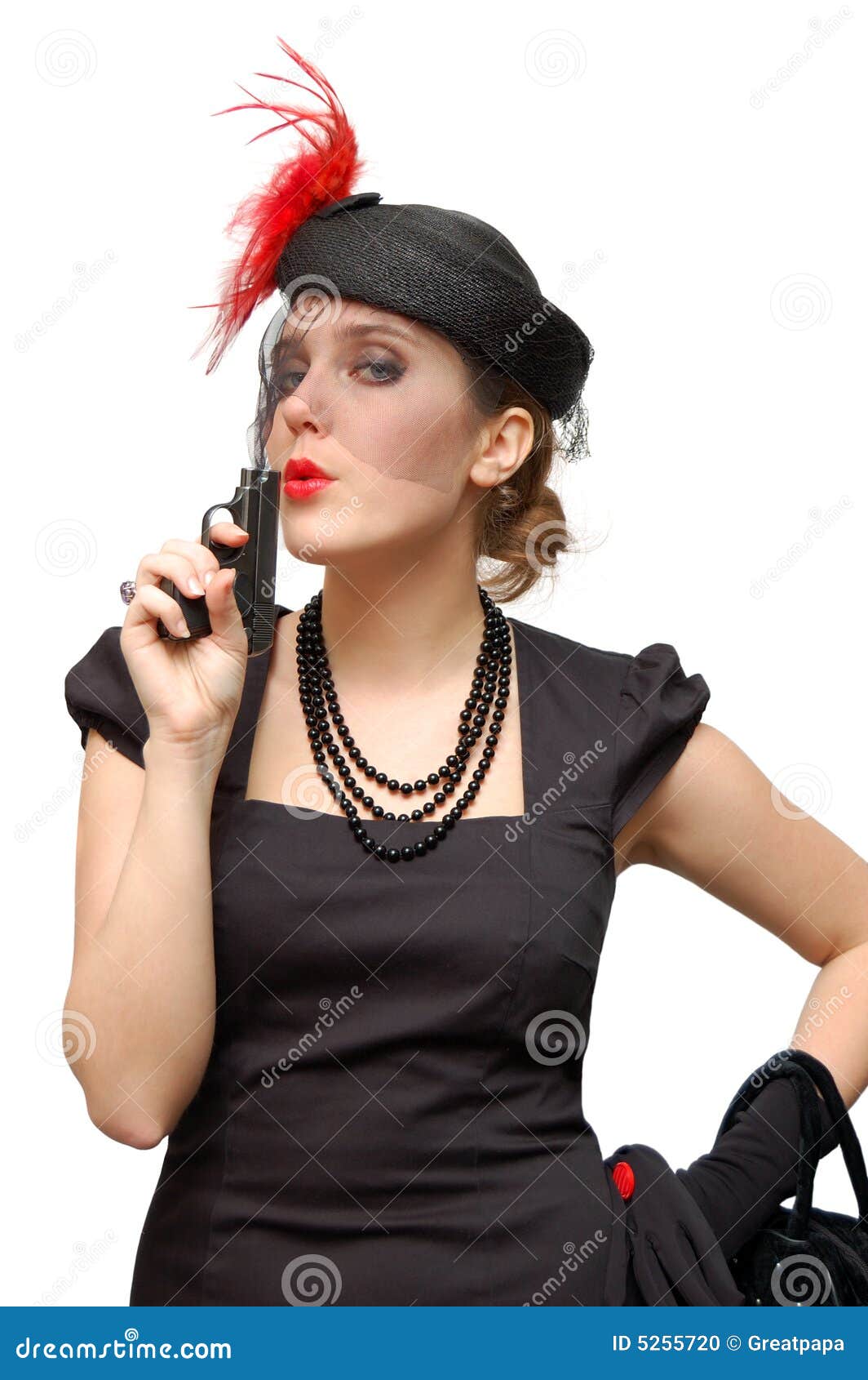 Beautiful lady with gun stock photo. Image of lady, beads - 5255720