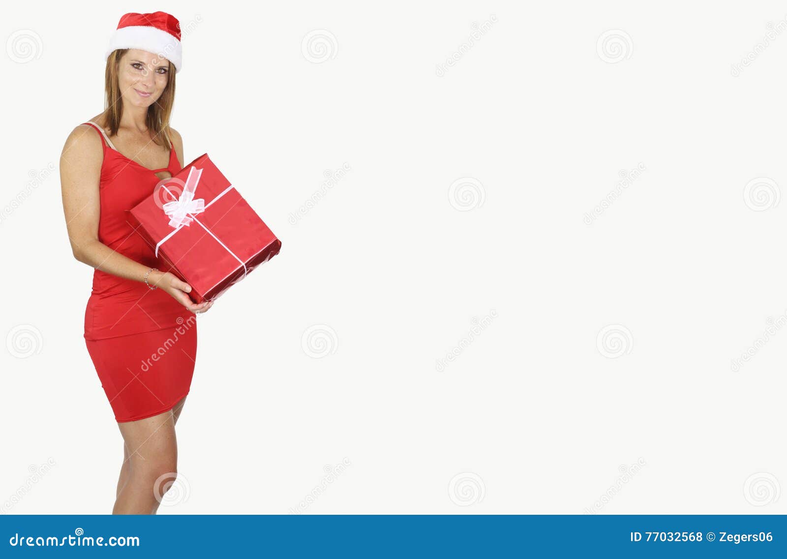 Beautiful Lady Holding a Christmas Present Stock Photo - Image of woman ...