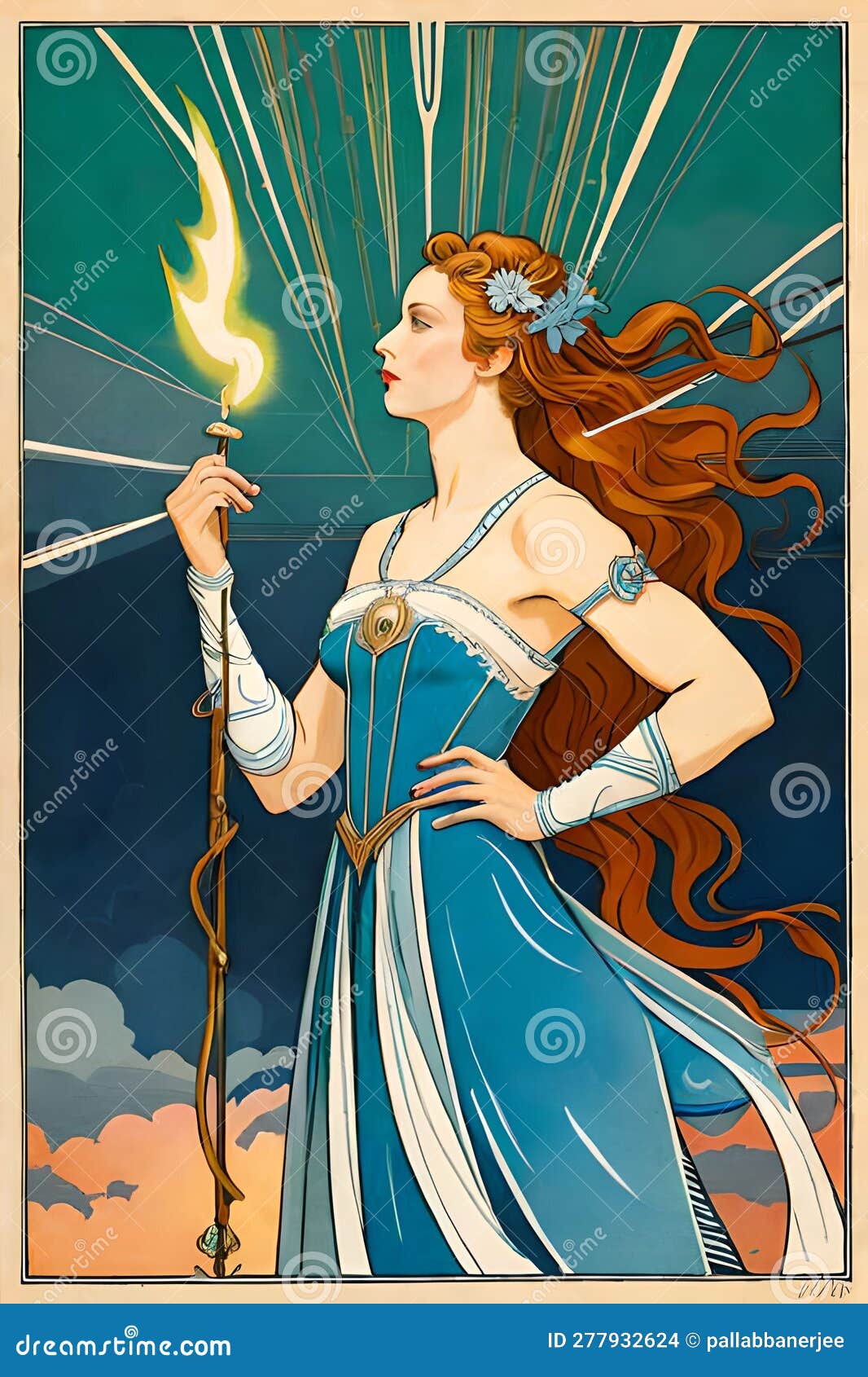 A Beautiful Lady with Magical Power Stock Illustration - Illustration ...