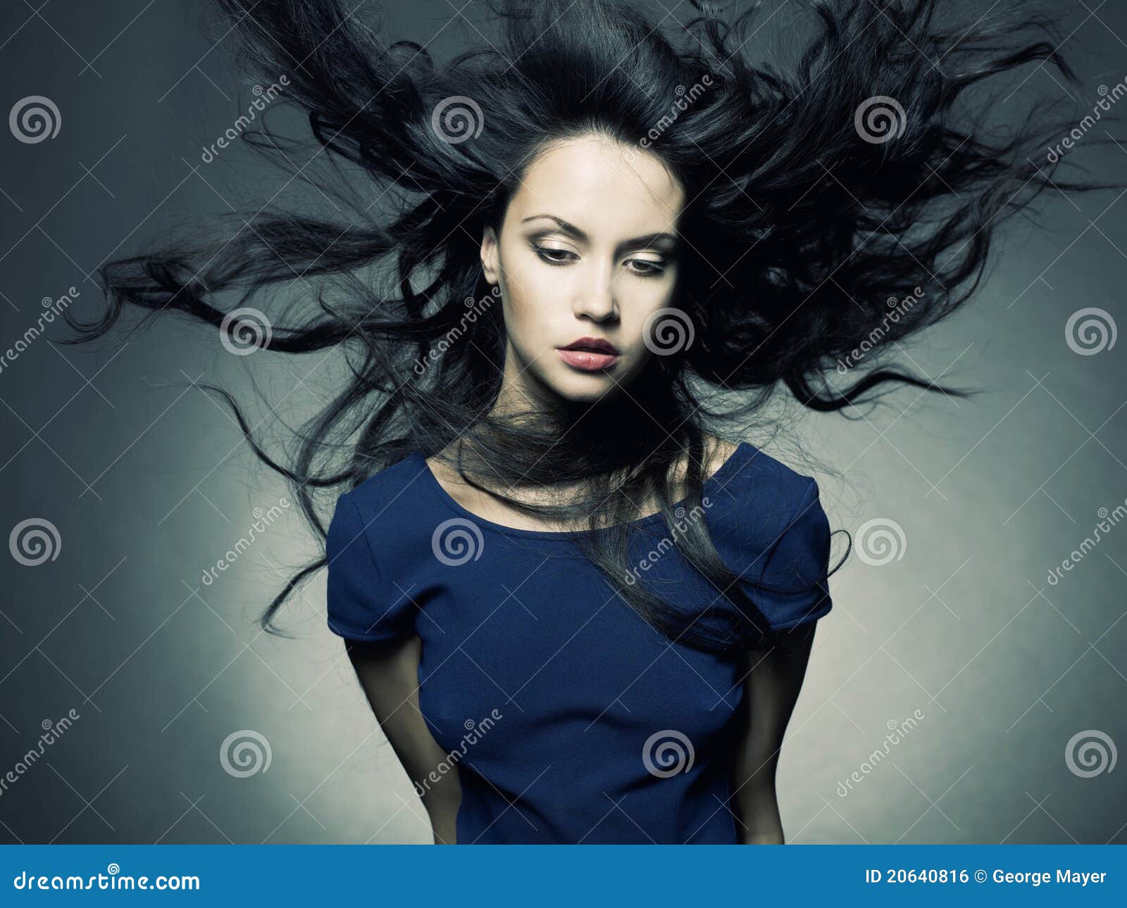Beautiful Lady with Magnificent Dark Hair Stock Photo - Image of lovely ...