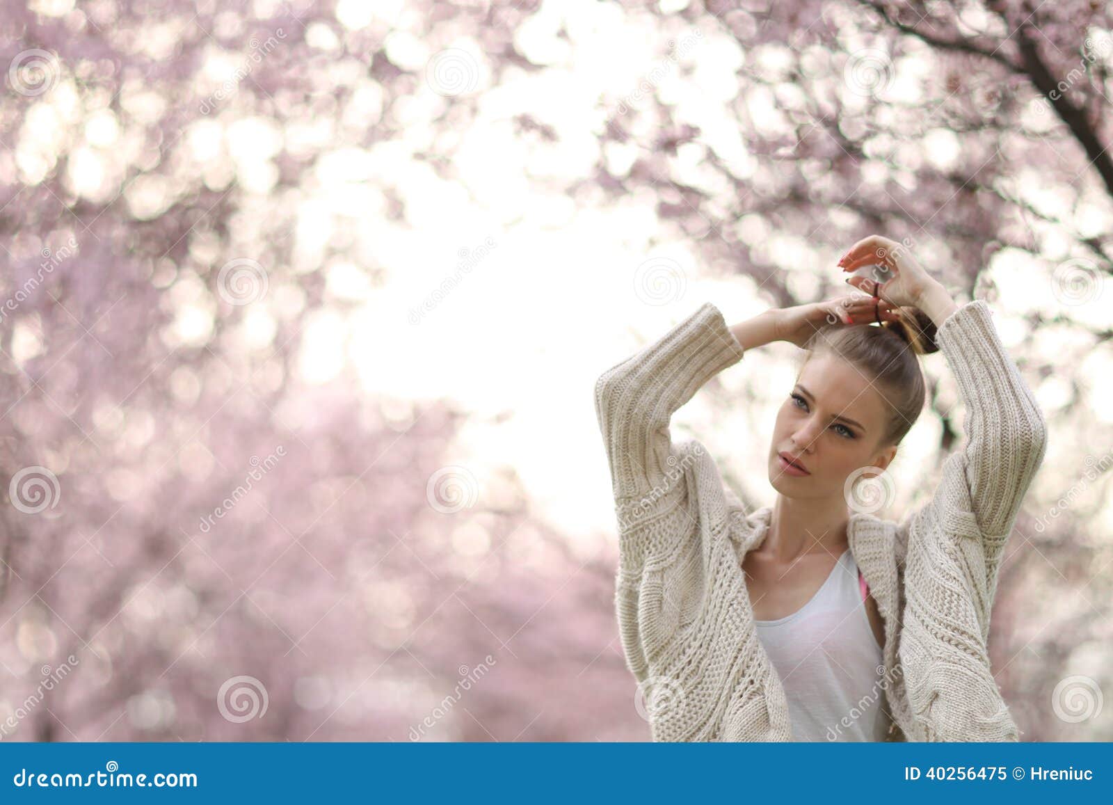 Beautiful Lady in the Park in Spring Time Stock Image - Image of ...