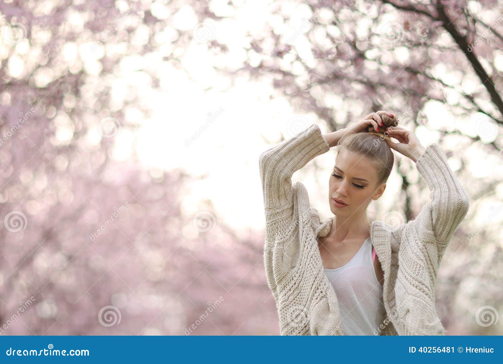Beautiful Lady in the Park in Spring Time Stock Image - Image of ...