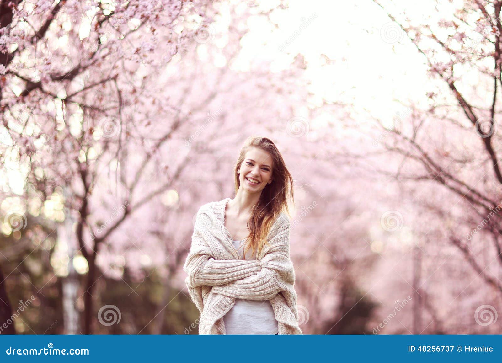 Beautiful Lady in the Park in Spring Time Stock Image - Image of ...