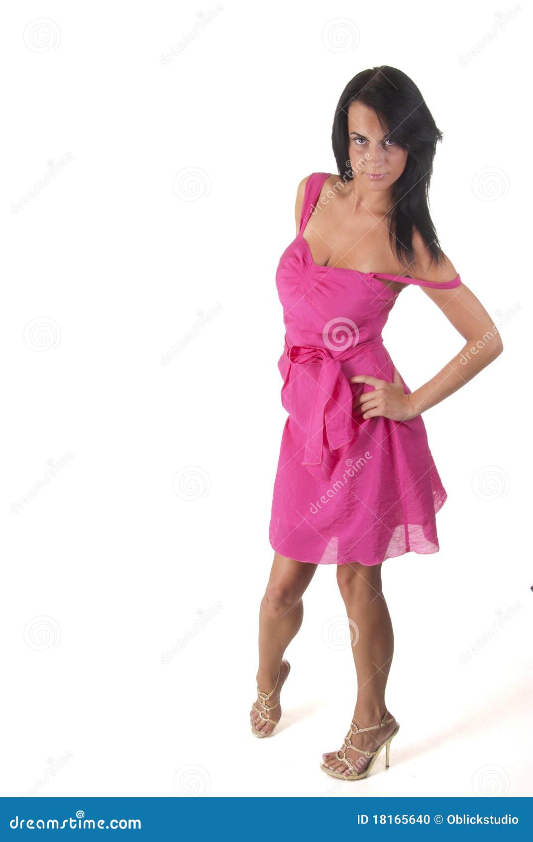 Beautiful Lady in Pink Dress Stock Photo - Image of perfect, fresh ...