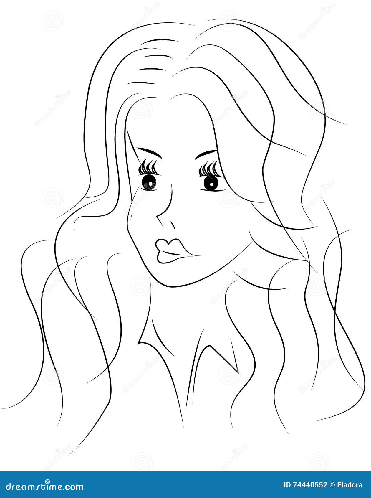 A Beautiful Lady Portrait Drawing Vector Stock Vector - Illustration of ...