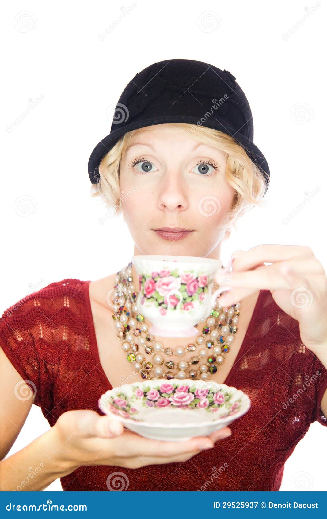 Beautiful Snobbish Lady Holding A Cup Of Tea Stock Photo ...