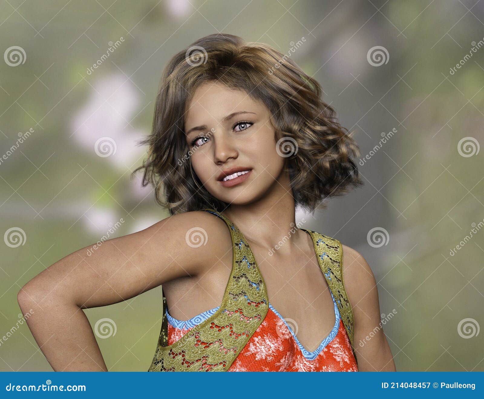 Beautiful Woman Posing Person in the Image is Computer Generated by 3D ...