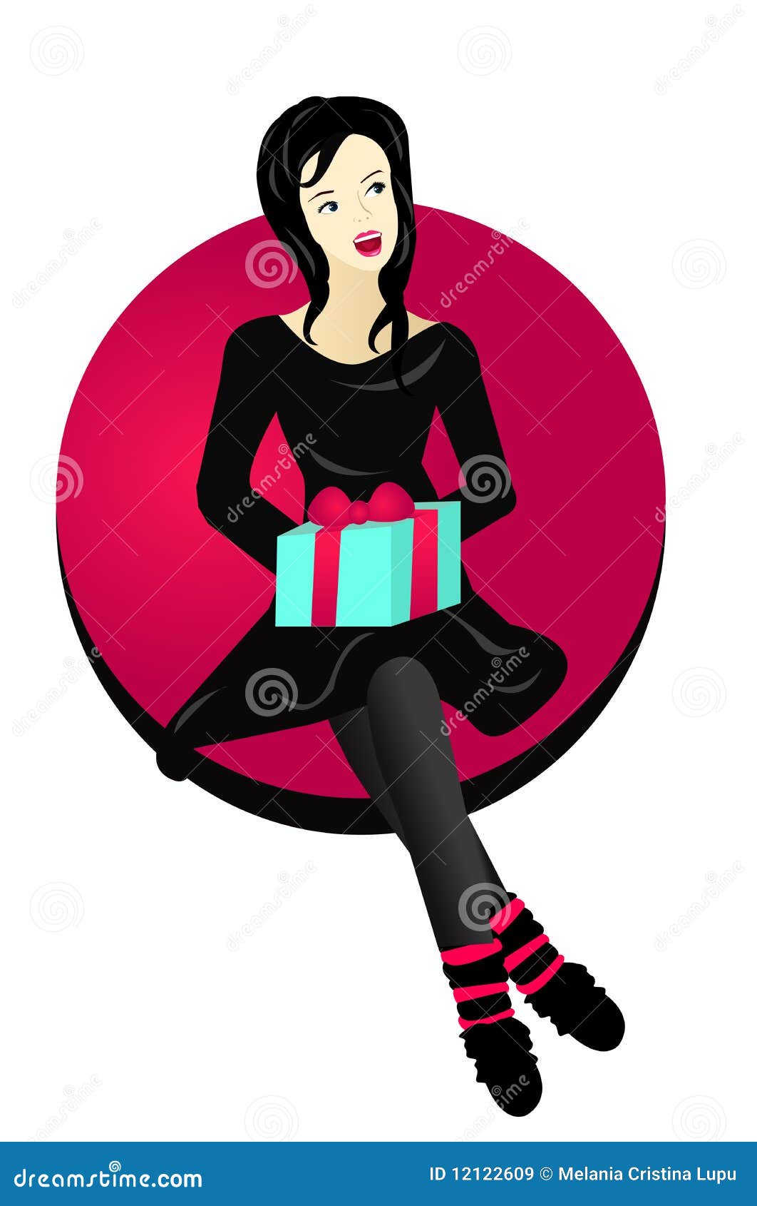 Beautiful Lady Receiving Gift, Vector Stock Vector - Illustration of ...
