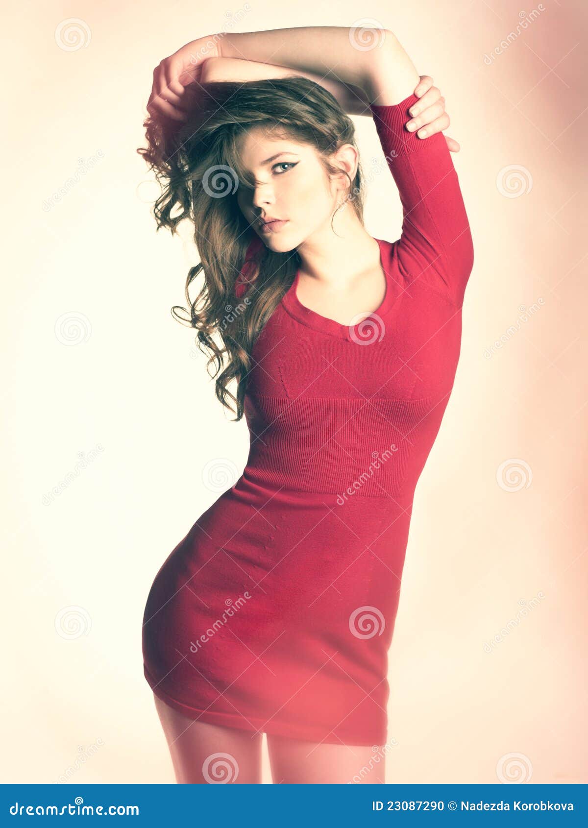 Beautiful Lady in Red Dress Stock Photo - Image of party, lady: 23087290