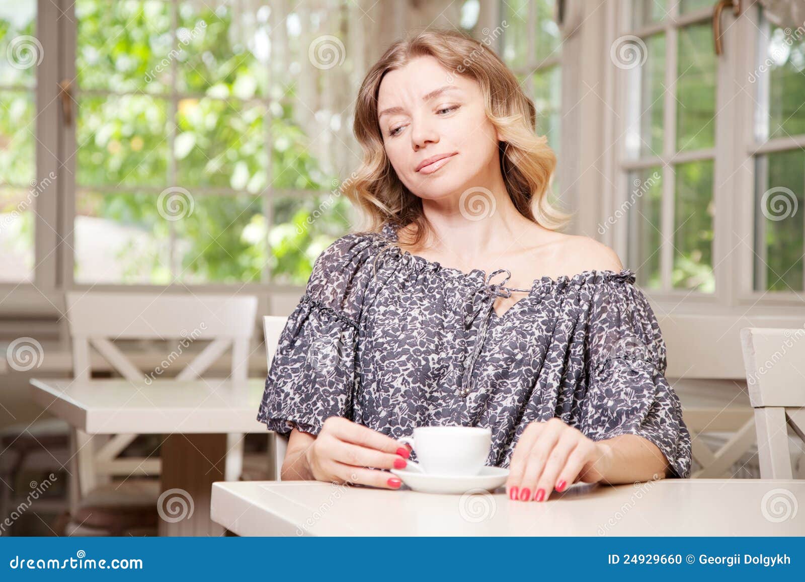 Beautiful Lady in a Restaurant Stock Photo - Image of pretty, blond ...