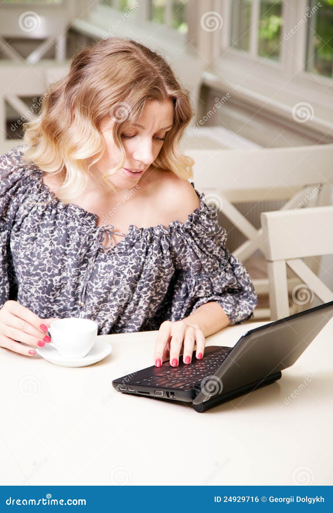Beautiful Lady in a Restaurant Stock Photo - Image of espresso, green ...