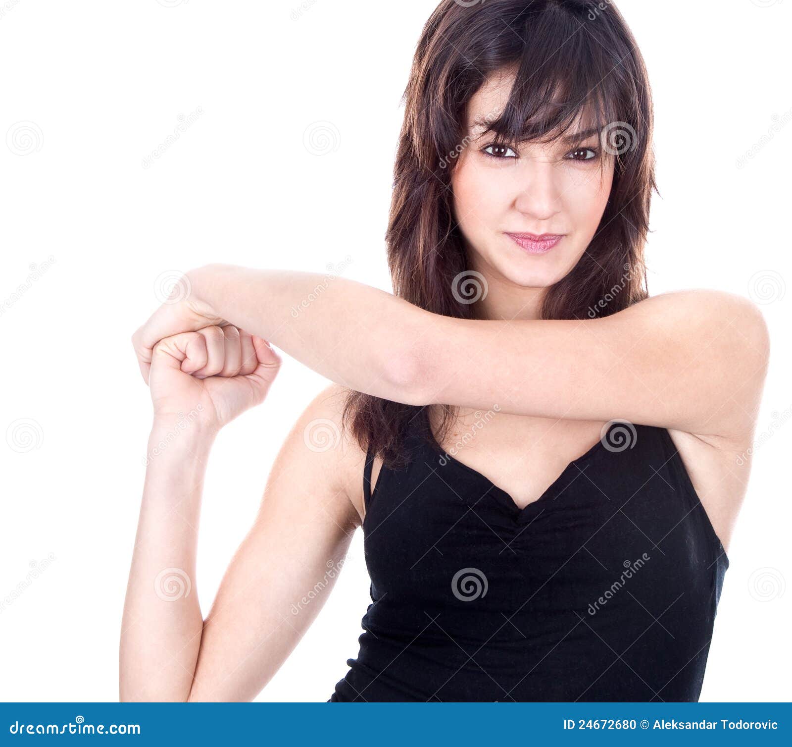 Beautiful Lady Showing a Sign with Hands Stock Photo - Image of beauty ...