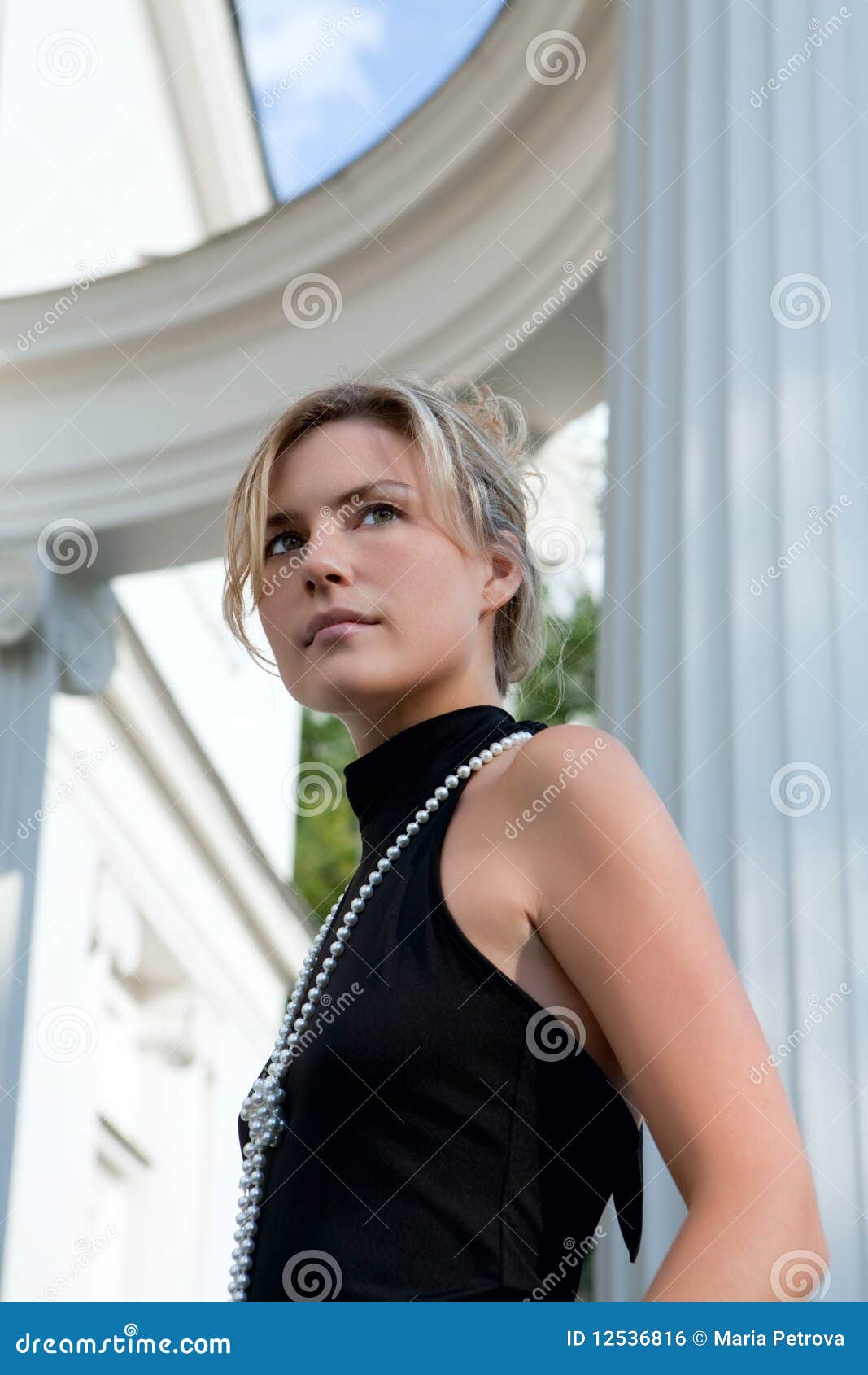 Beautiful Lady Standing at Column Stock Photo - Image of stylish ...