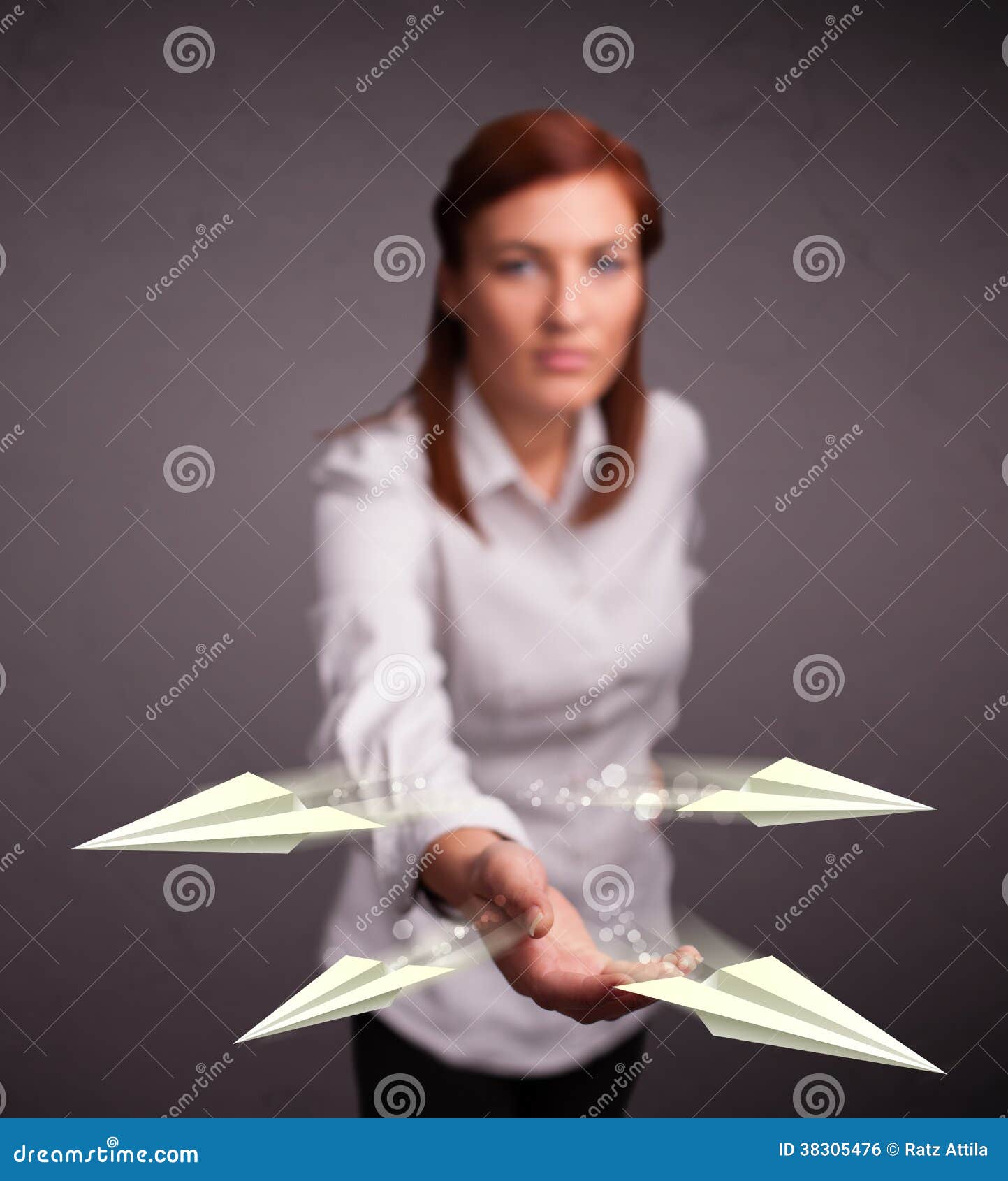Beautiful Lady Throwing Origami Airplanes Stock Photo - Image of ...