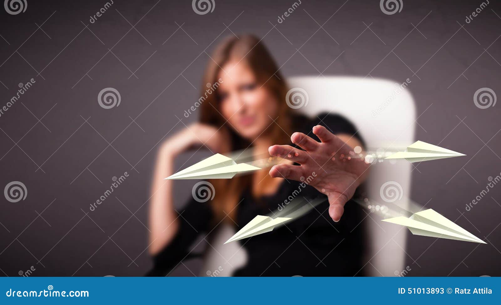 Beautiful Lady Throwing Origami Airplanes Stock Image - Image of game ...