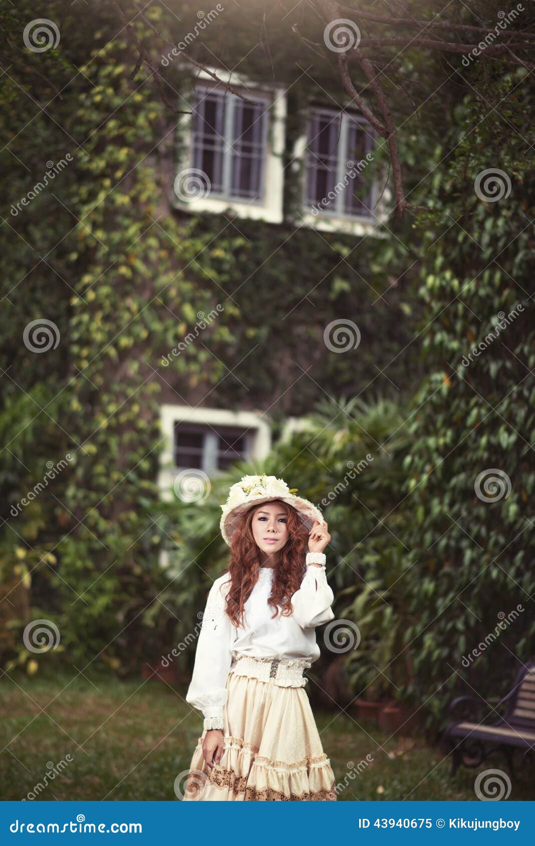 Beautiful Lady in Vintage Outfit Stock Image - Image of light, girl ...