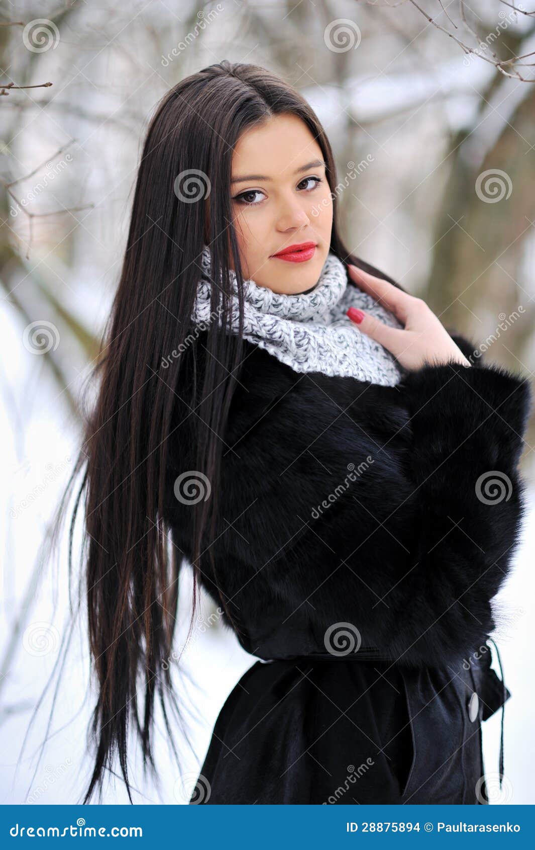 Beautiful Lady - Winter Portrait Closeup Stock Photo - Image of cold ...