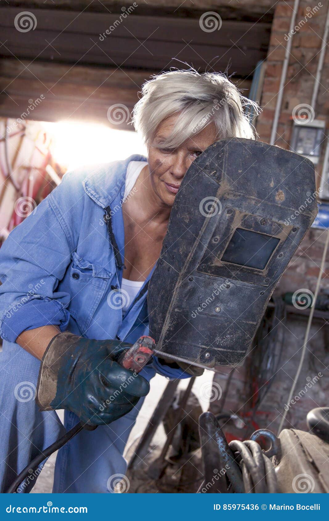 Beautiful Lady at Work in His Old Workshop Stock Photo - Image of ...