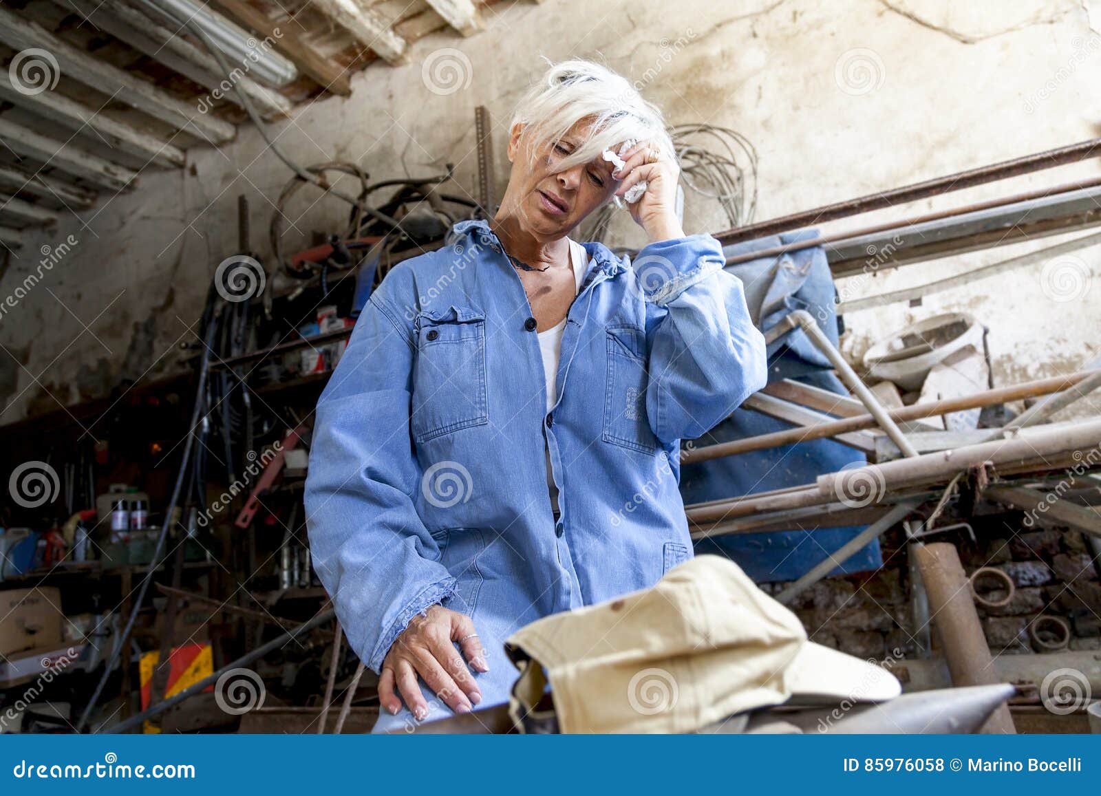 Beautiful Lady at Work in His Old Workshop Stock Photo - Image of ...