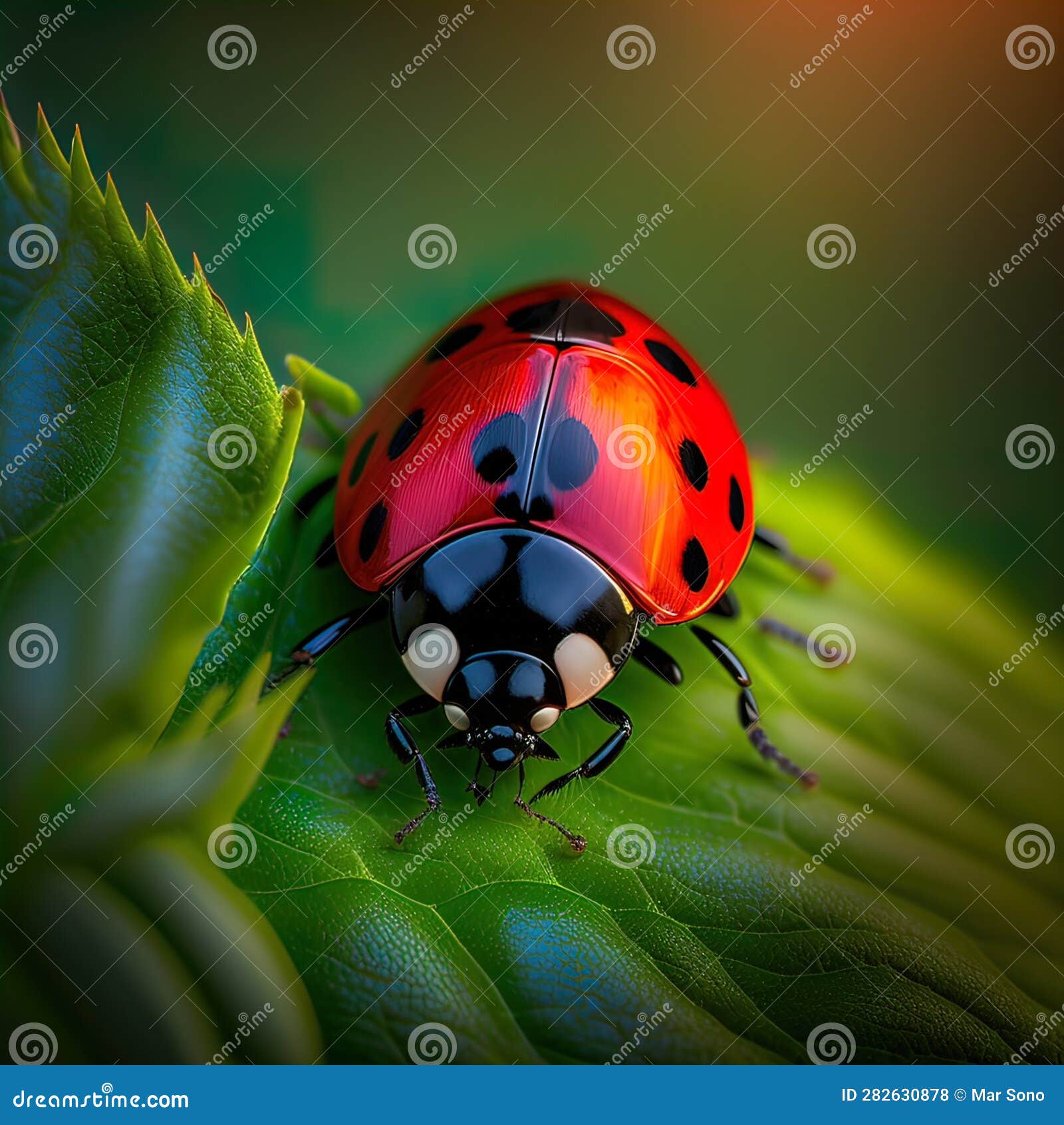 Beautiful Ladybug Glowing Red Generate AI Stock Photo - Image of ...