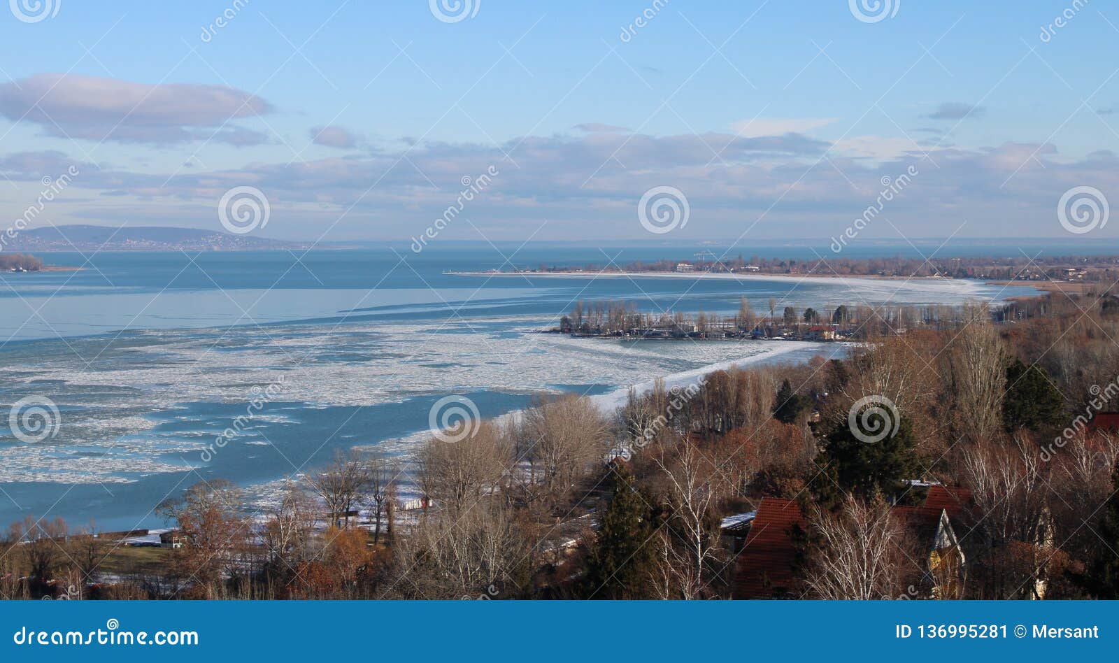 Beautiful Frozen Lake Balaton Stock Image - Image of travel, lake ...