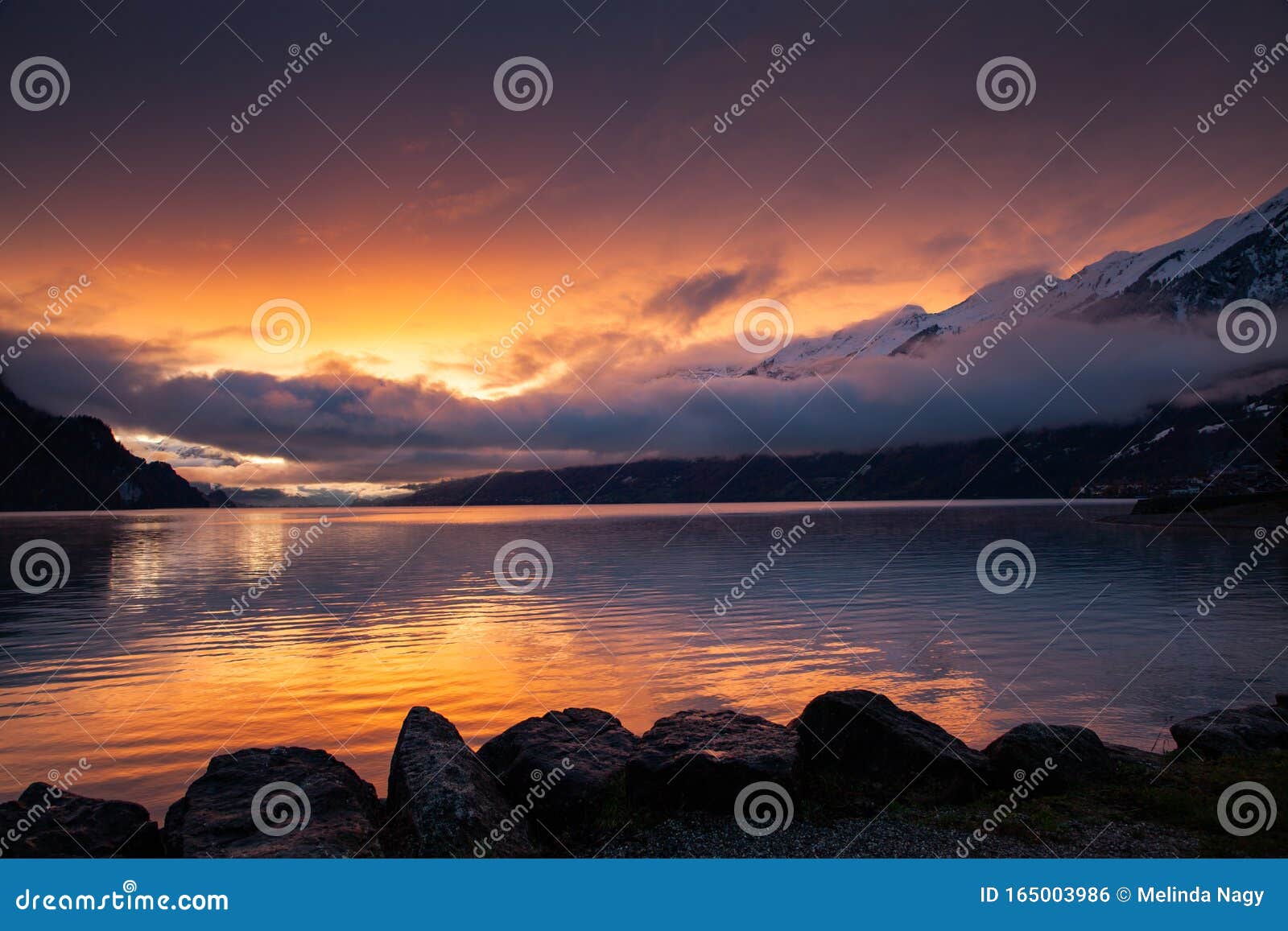Beautiful Lake Brienz at Sunset Switzerland Stock Photo - Image of ...