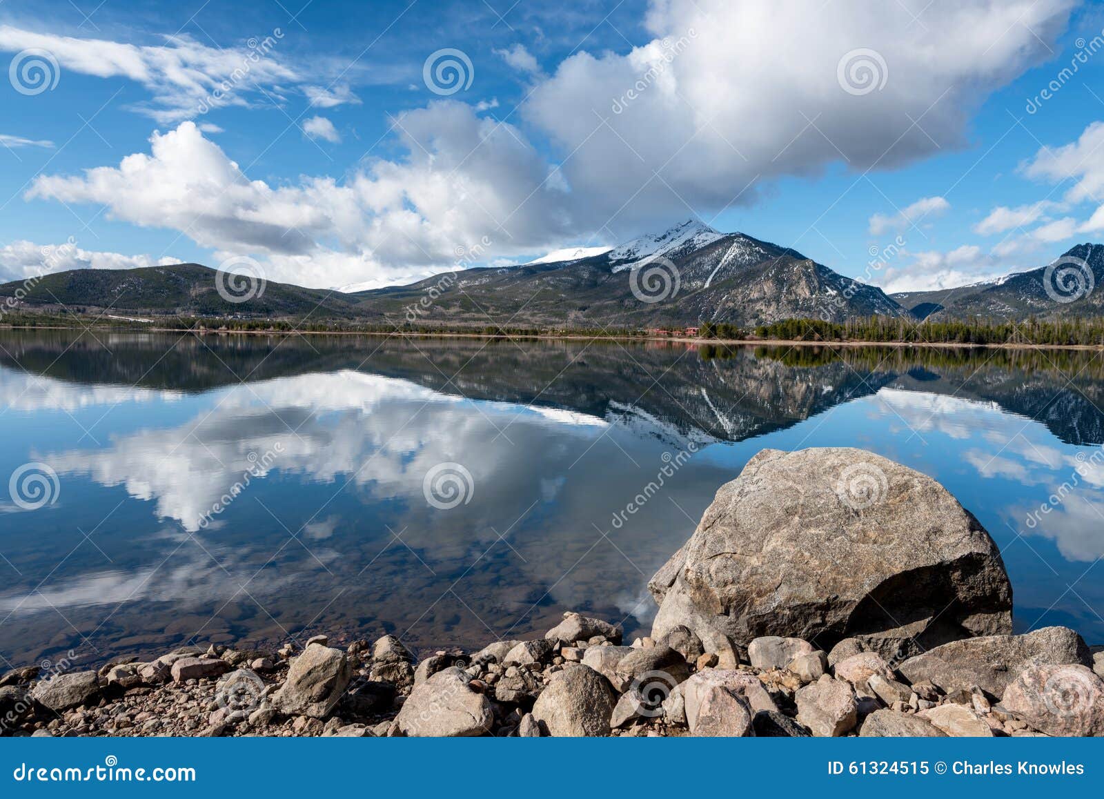 Beautiful Lake in Colorado with Clouds Reflections Stock Image - Image ...