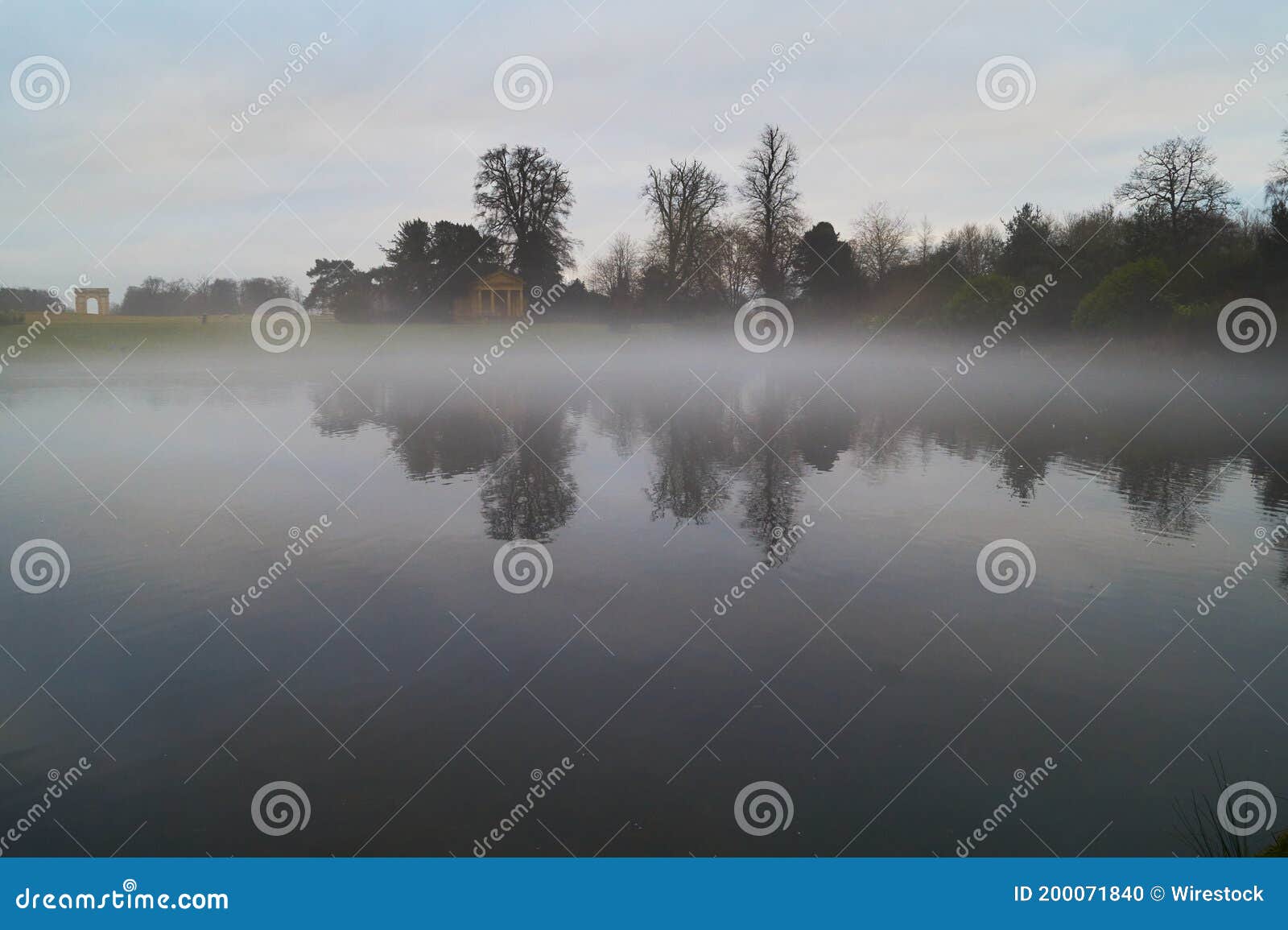 Beautiful Lake Covered in Mist in the Park Stock Photo - Image of ...