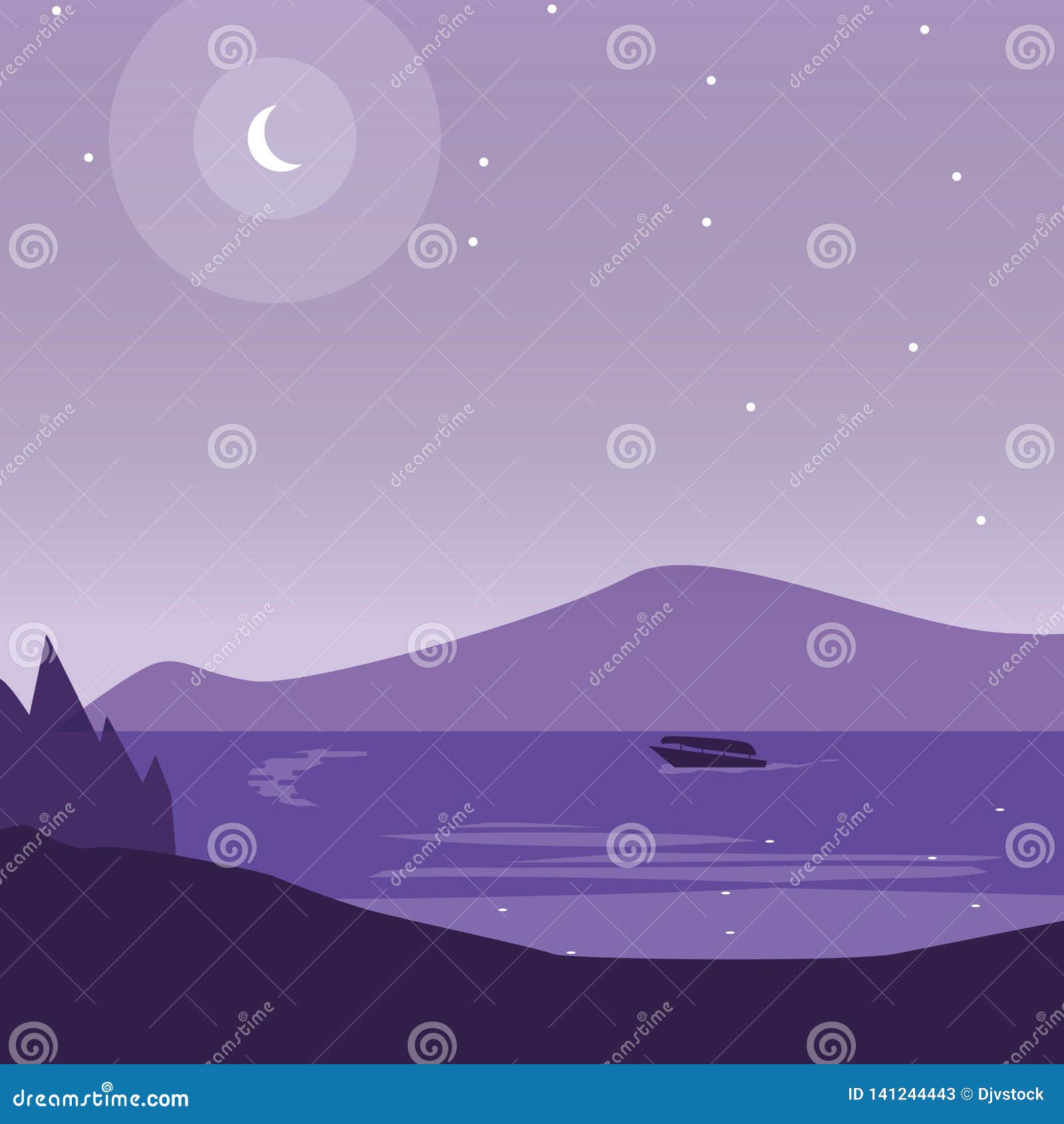 Beautiful Lake Landscape Scene Stock Vector - Illustration of beautiful ...