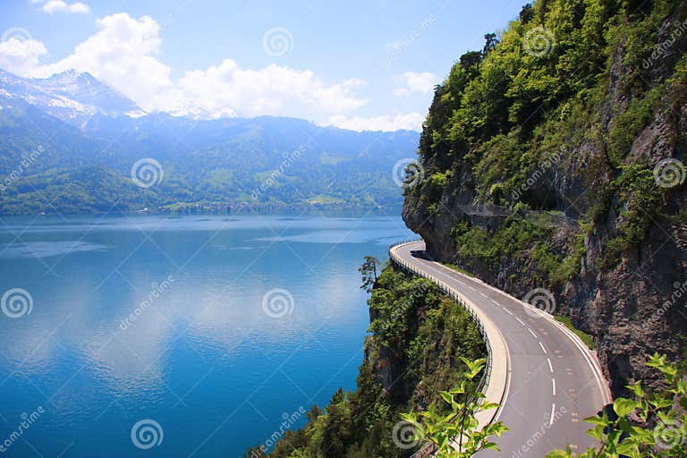 Beautiful Lake and Road stock image. Image of blue, niesen - 24341385