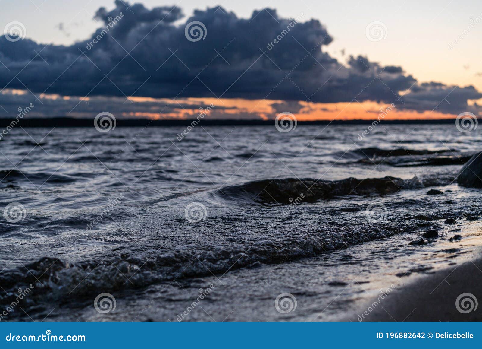 Beautiful Shore of the Lake at Sunset Editorial Photography - Image of ...
