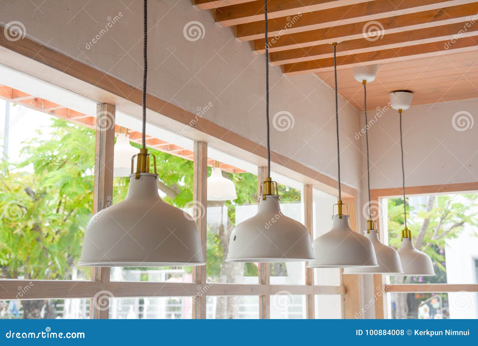 Beautiful lamp in cafe stock photo. Image of brown, architecture ...