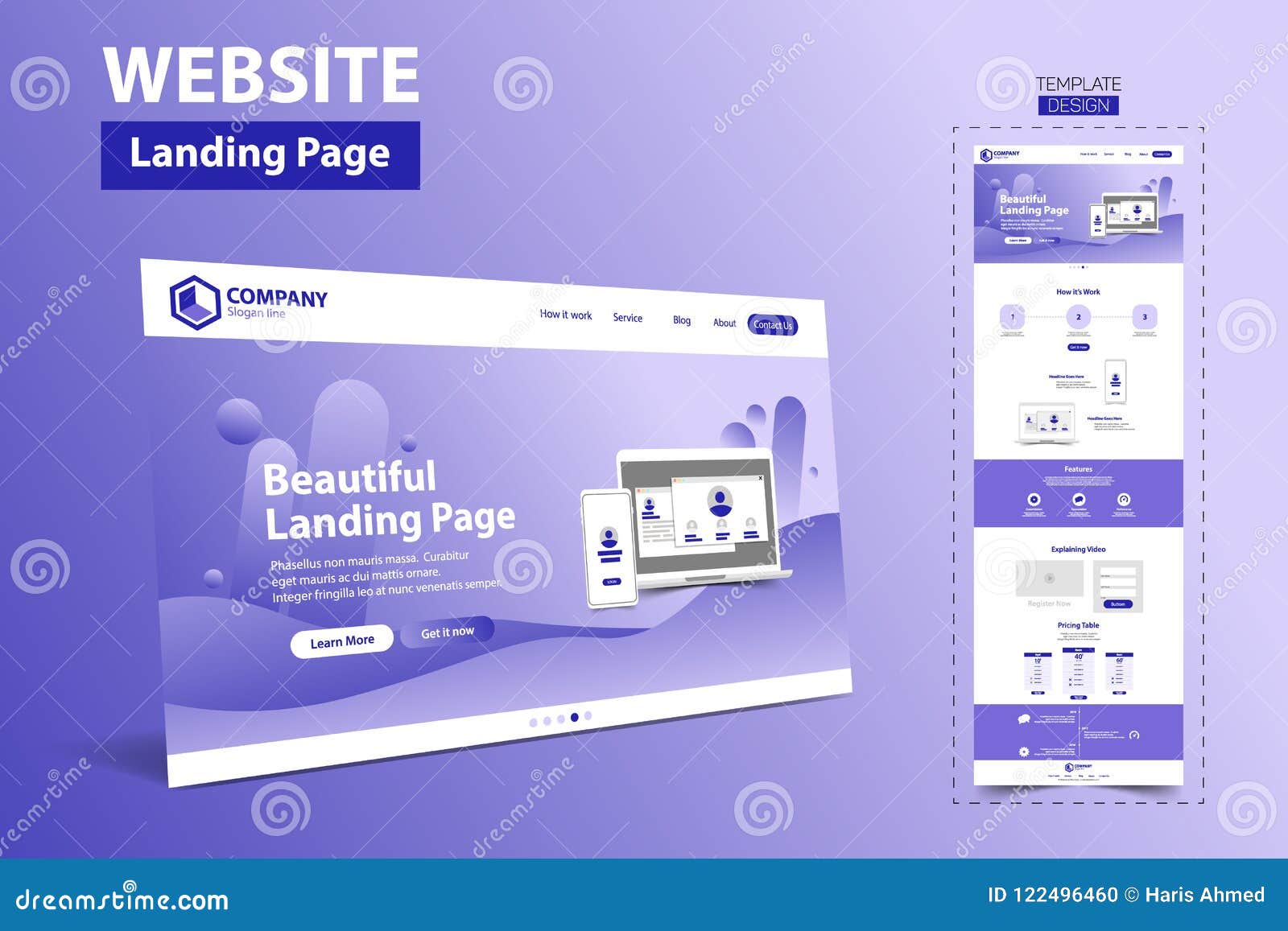 Beautiful Landing Page Website Template Design Concept Vector Stock ... Beautiful Landing Page Website Template Design Concept Vector Stock ...