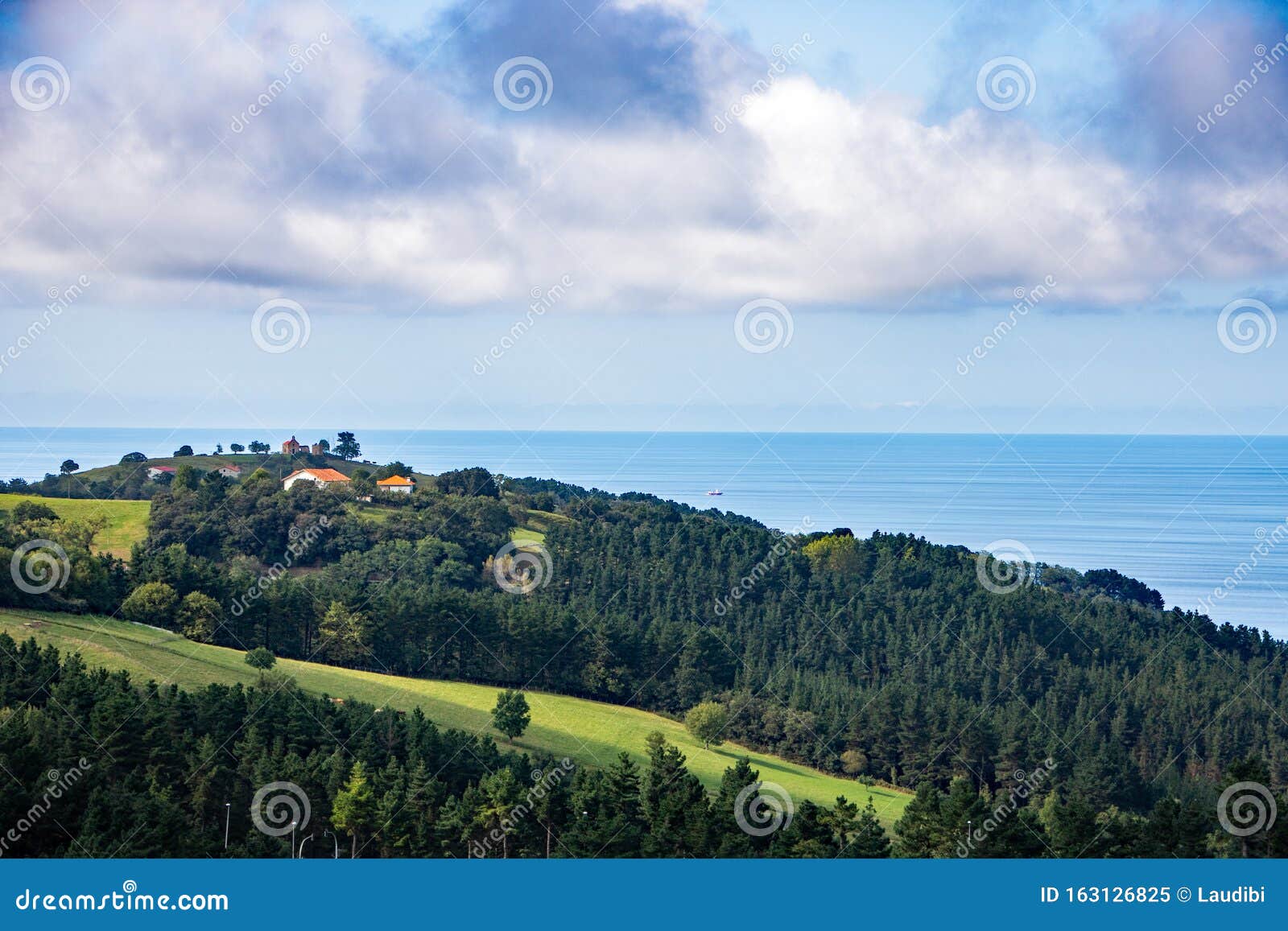Basque coastline stock image. Image of scenery, green - 163126825