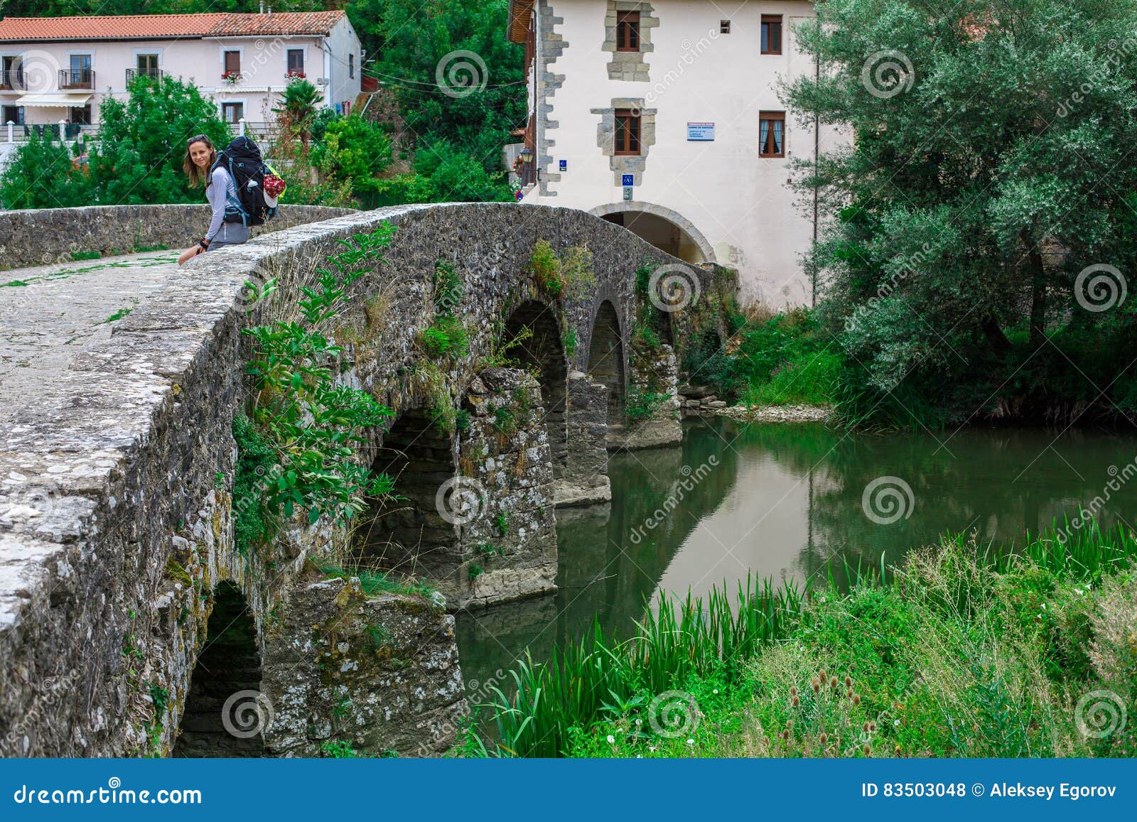 Beautiful Landscape with Bridge Stock Photo - Image of grass ...