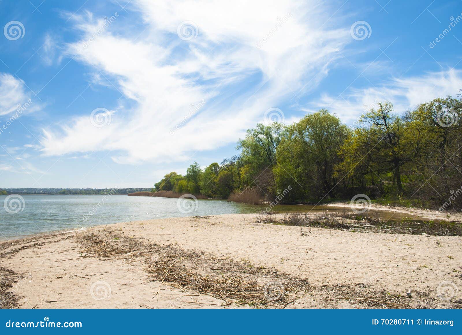 Beautiful Landscape. Calm River, Sandy Beaches Stock Image - Image of ...