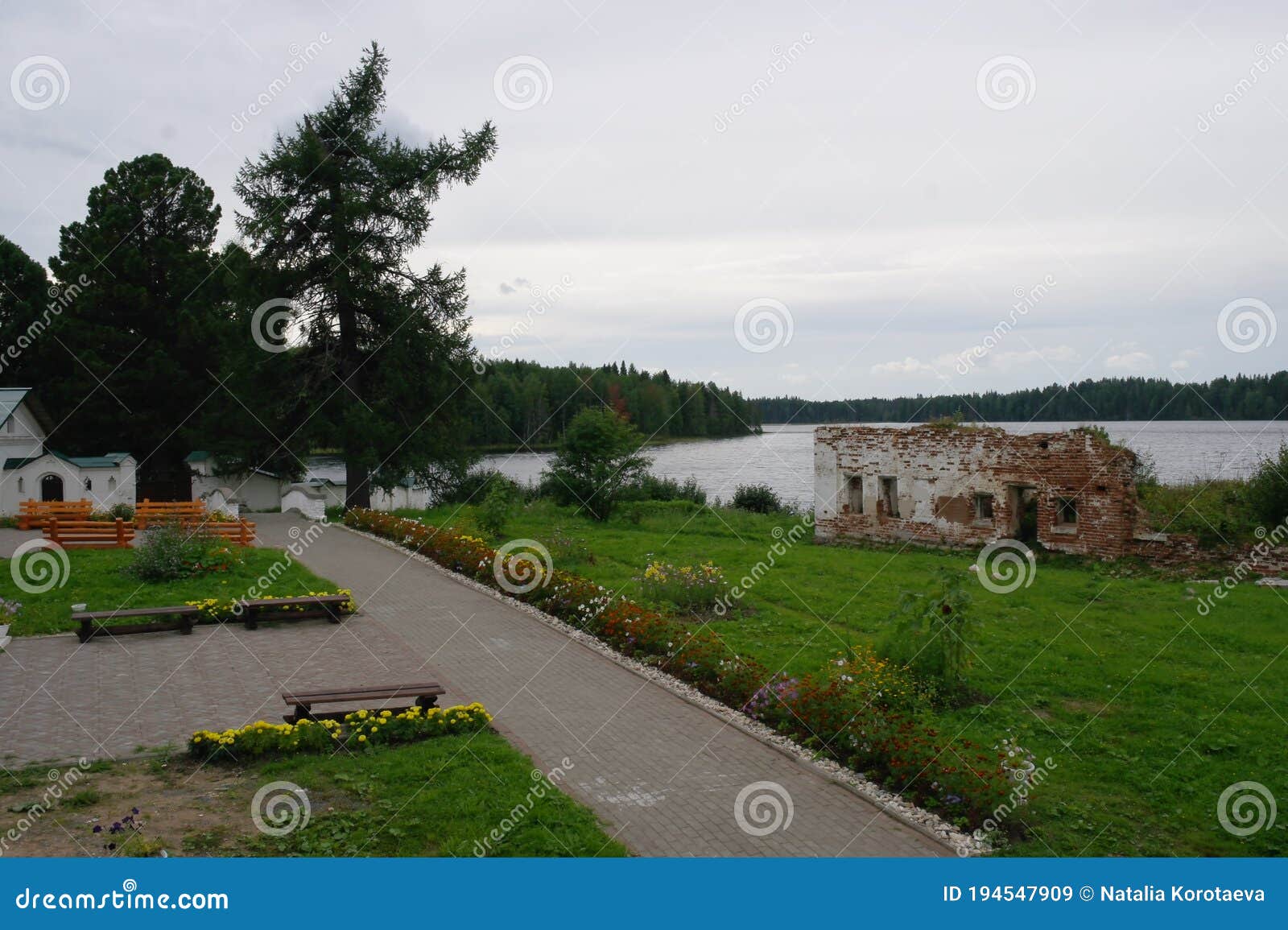Landscape Design on the Territory of the Monastery Stock Image - Image ...