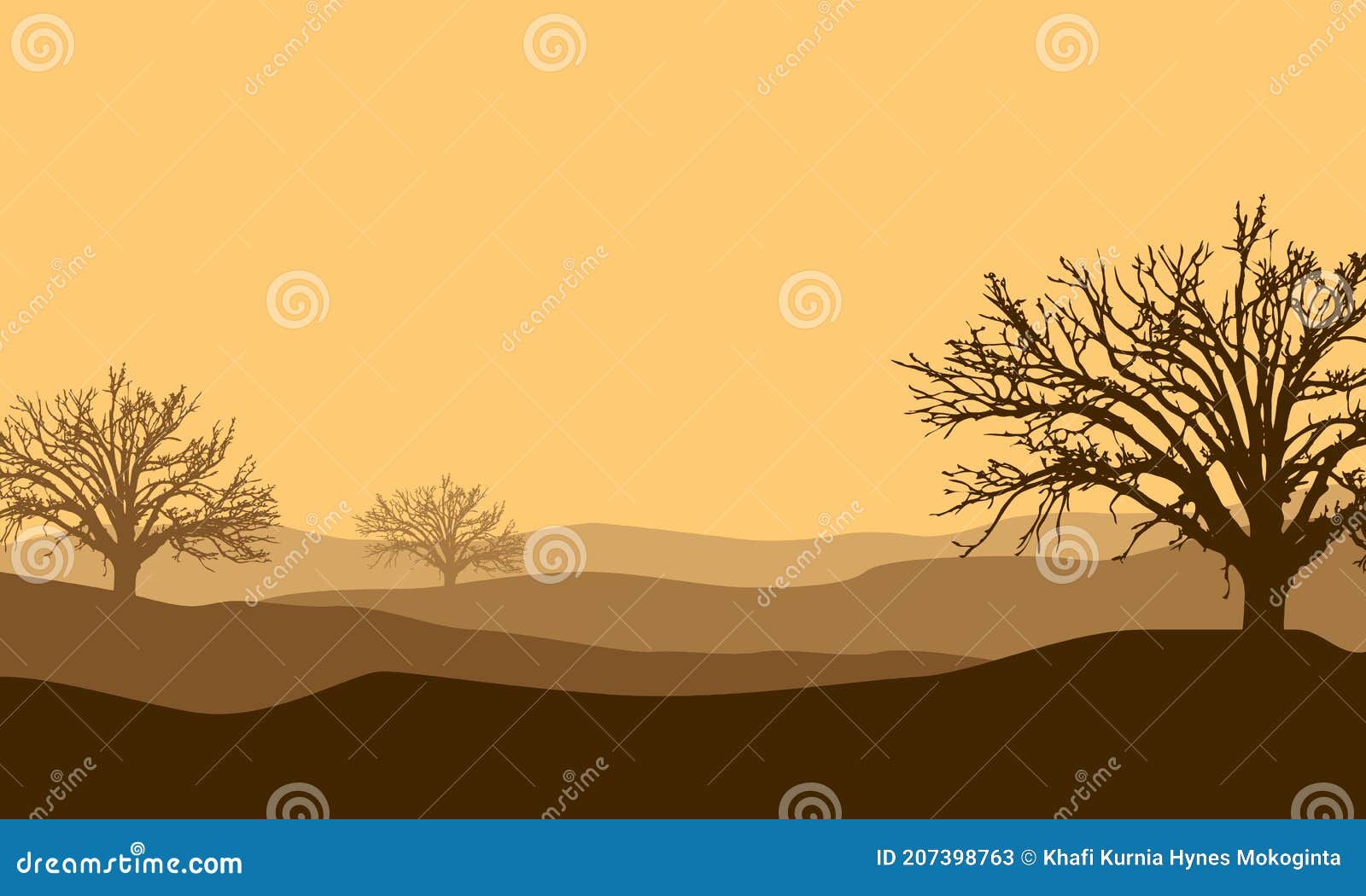 Beautiful Landscape at Dramatic Sunset in the Desert. Vector ...