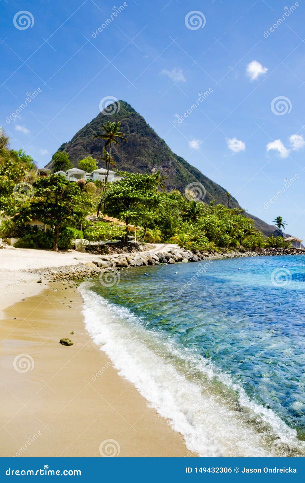Piton Mountains in St. Lucia Stock Photo - Image of natural, blue ...