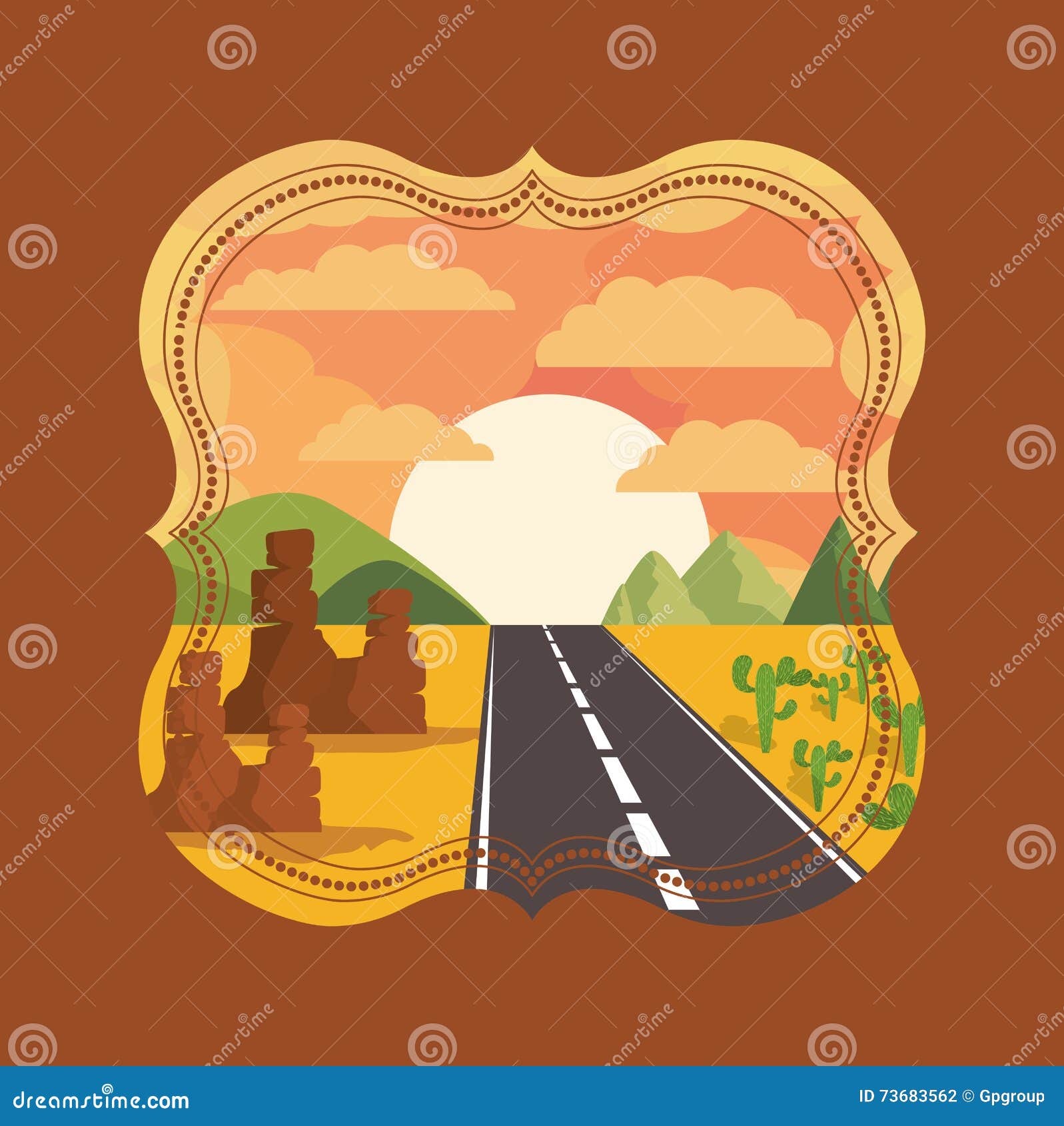Beautiful Landscape Frame Design Stock Vector - Illustration of banner ...