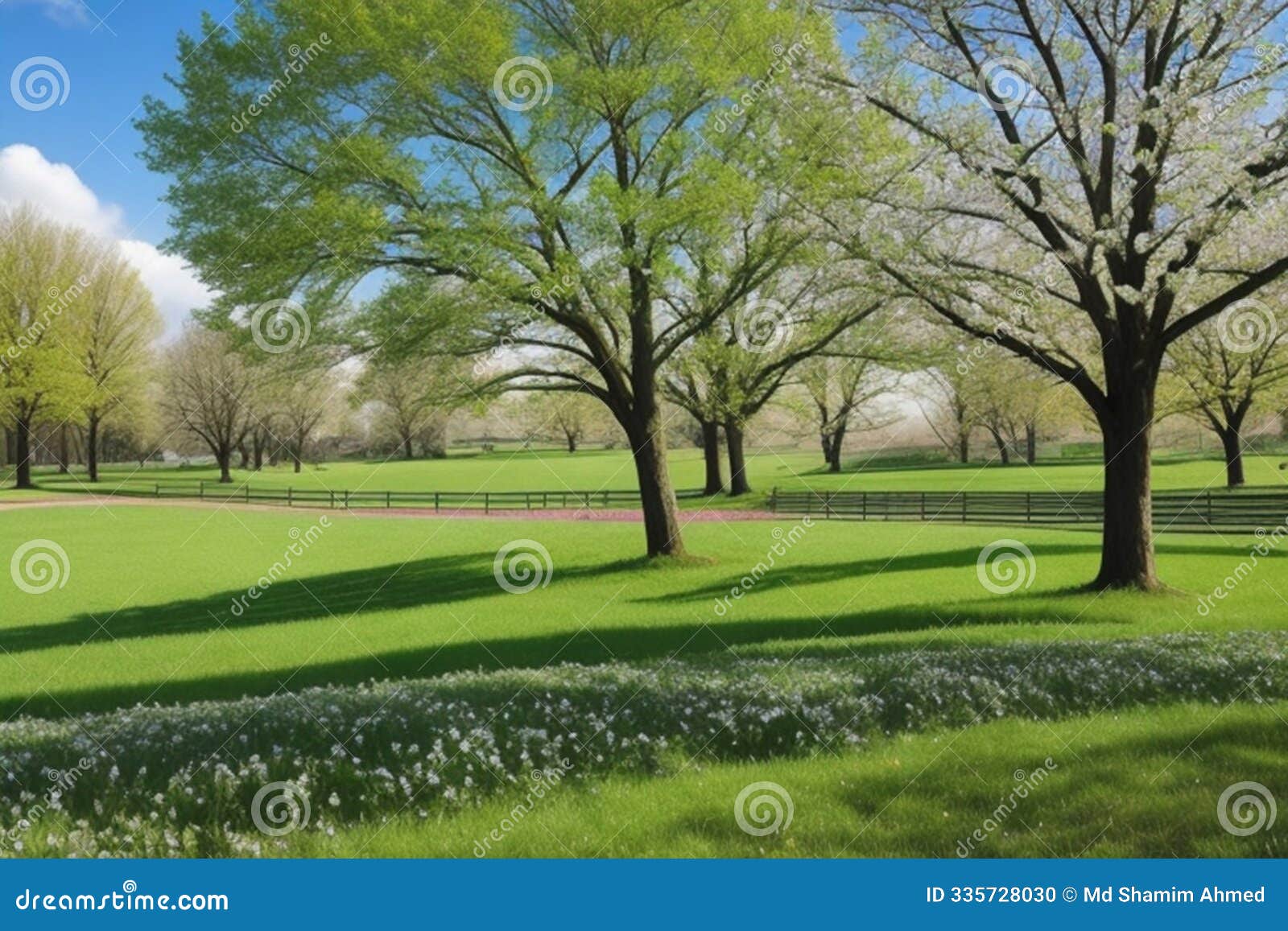 Beautiful Landscape. Green Grass and Trees. Awesome Spring Nature ...
