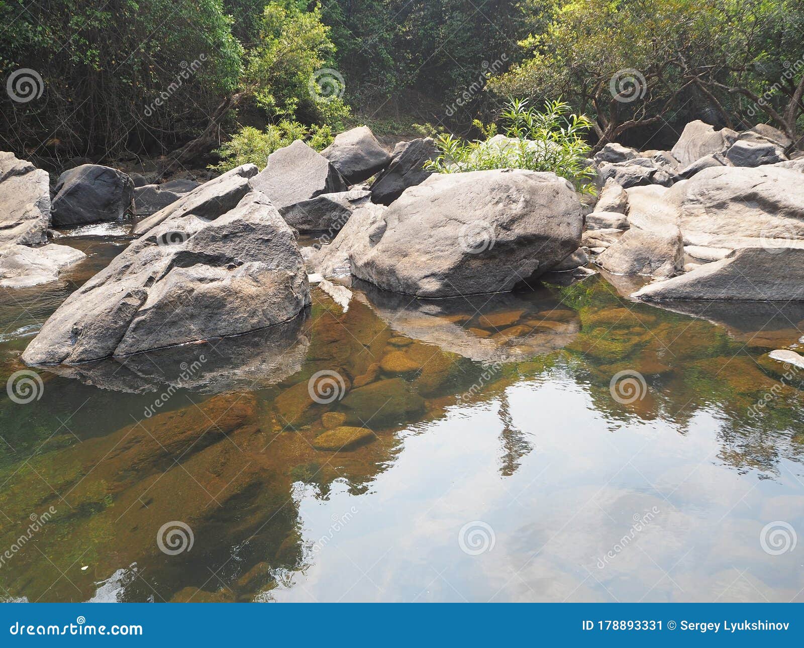 Beautiful Landscape with Huge Boulders through Which the River Stock ...