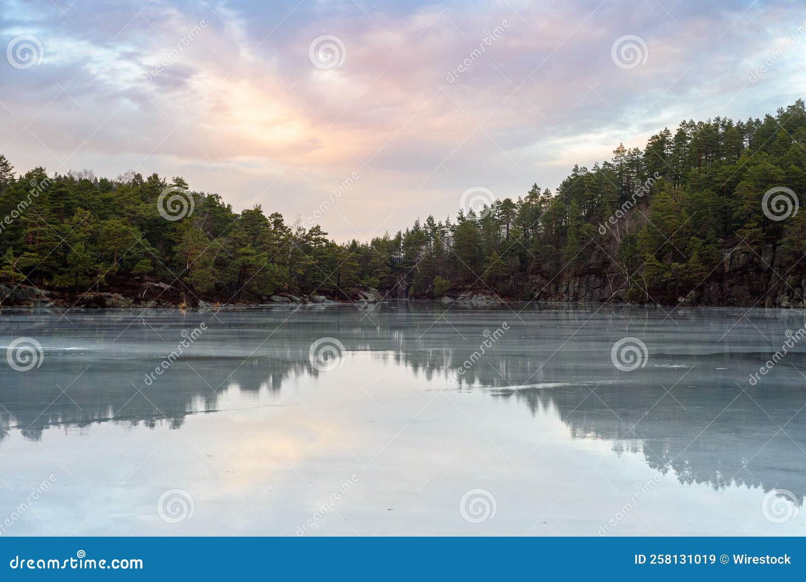 Beautiful Landscape of a Lake Surrounded by a Dense Forest on the ...