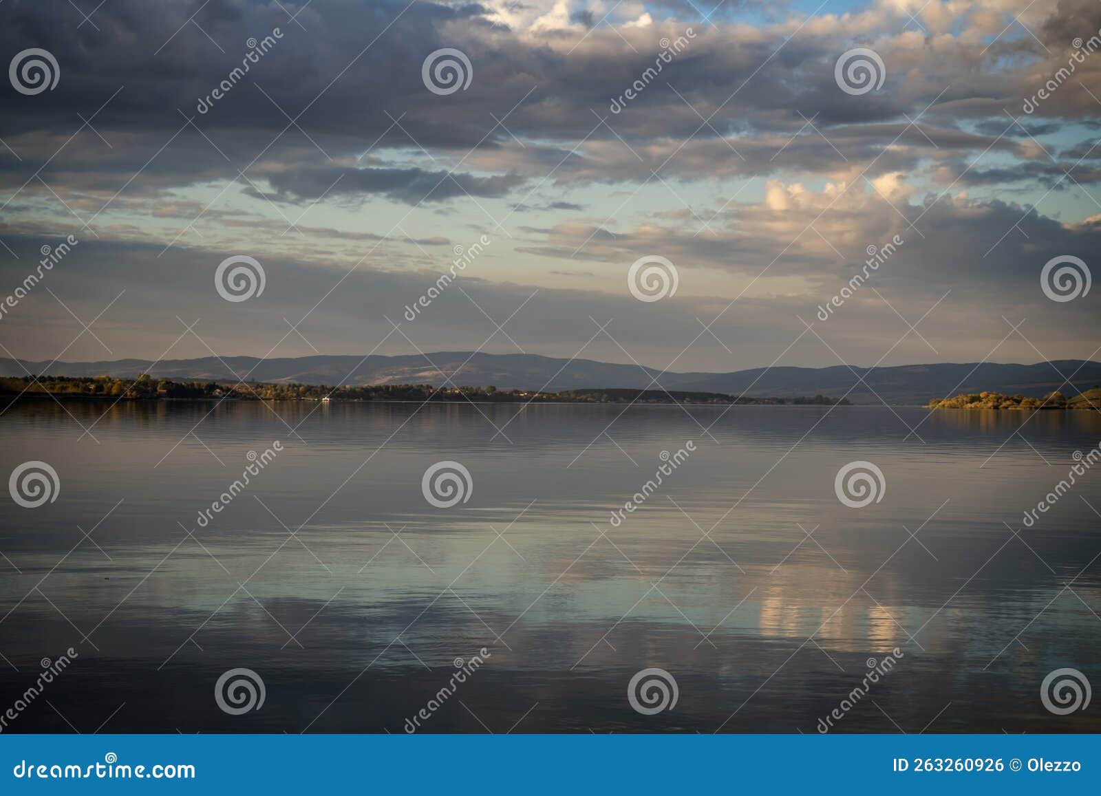 Beautiful Landscape. Lake Water Surface with Reflection of Clouds in ...