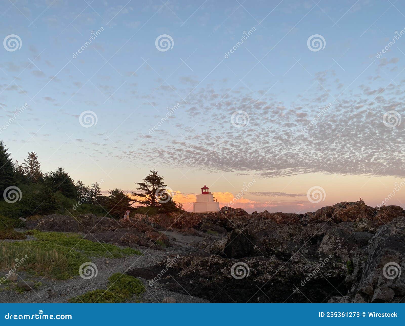 Beautiful Landscape with a Lighthouse at Sunset Stock Image - Image of ...