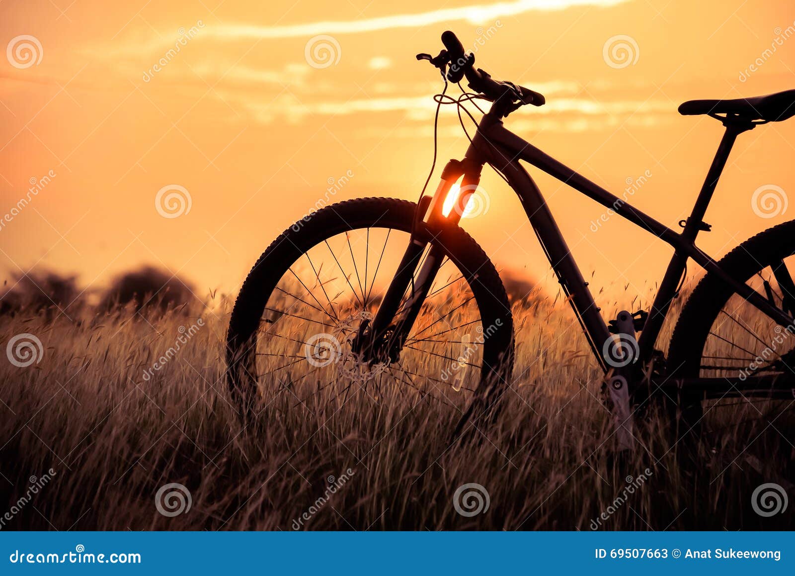 Beautiful Landscape Mountain Biking at Sunset Stock Image - Image of ...