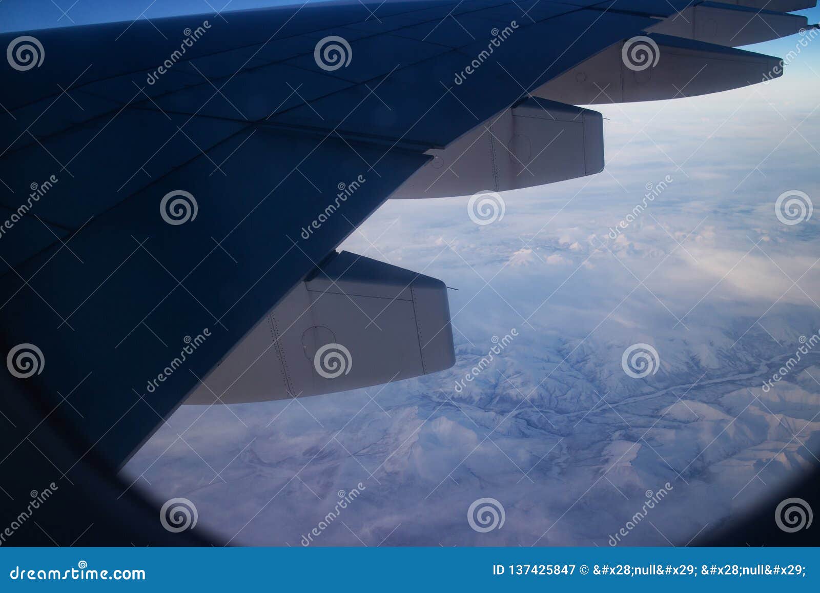 Beautiful Landscape Mountain and Snow, View from Airplane Stock Image ...