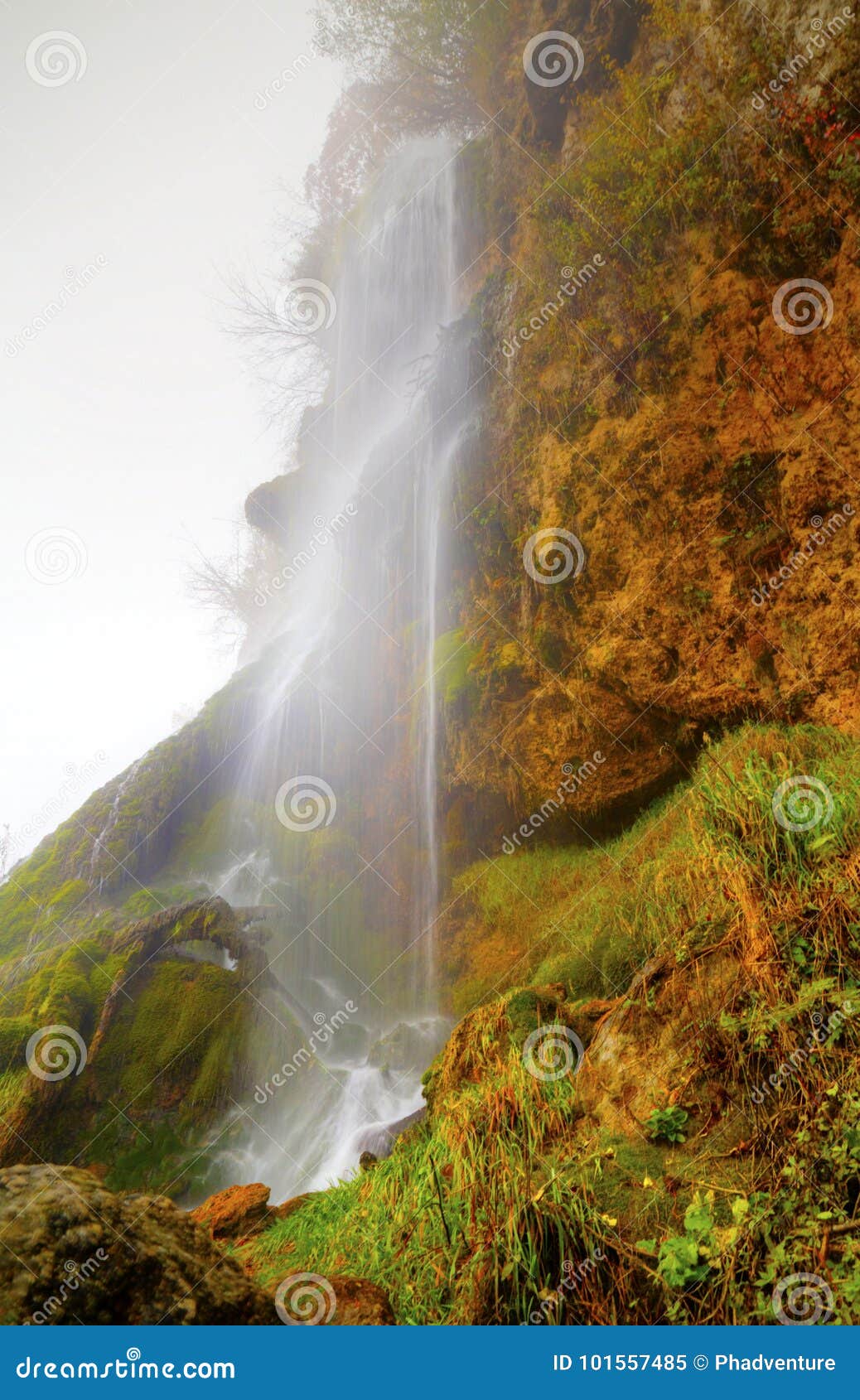 Landscape with Mountain Waterfall Stock Image - Image of mountain ...